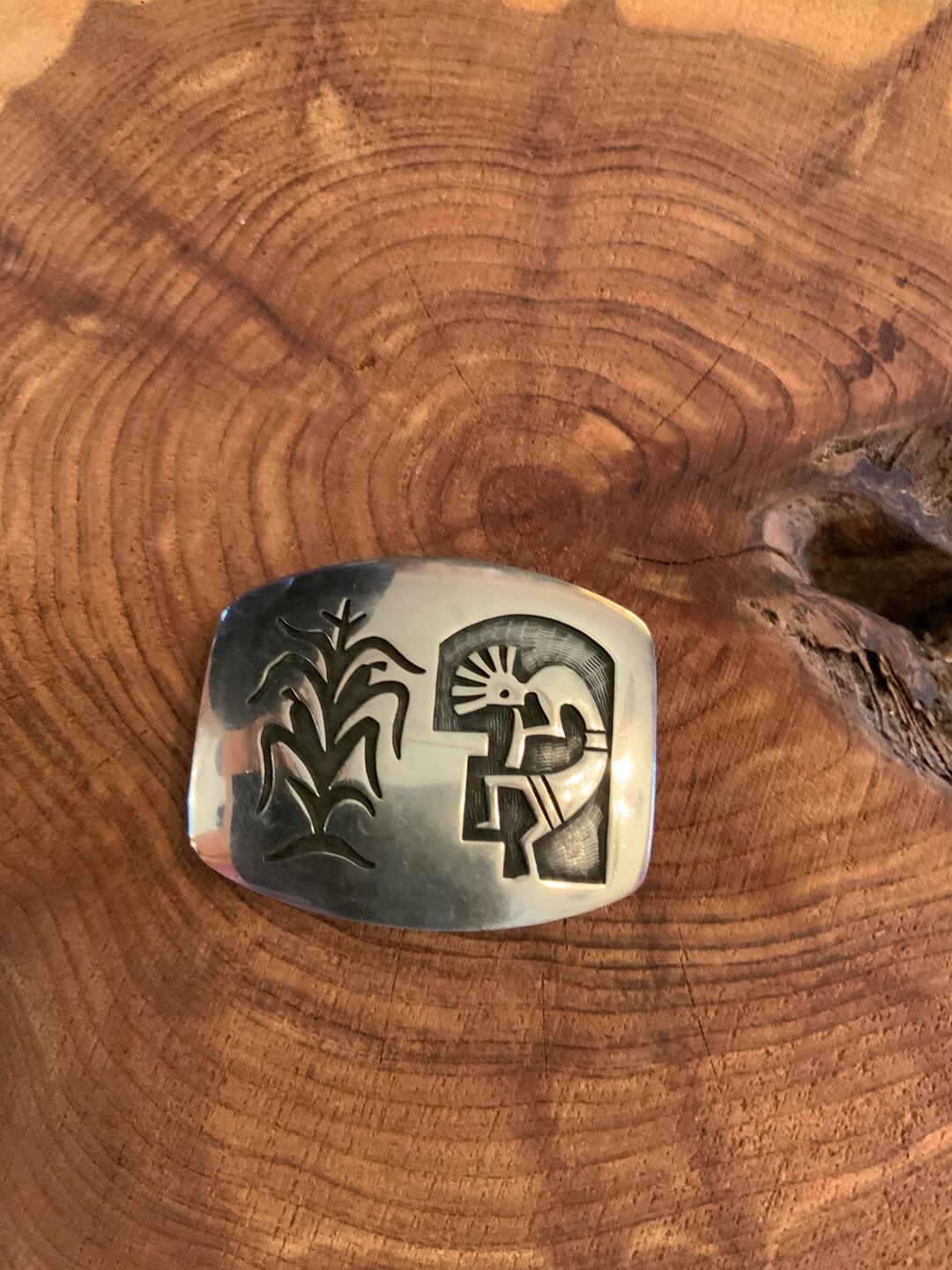 Riley Polequaptewa Hopi Overlay Belt Buckle, Vintage Sterling Silver ...