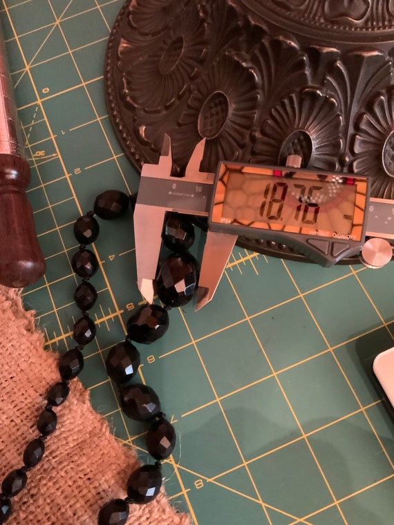 Vulcanite Faceted Bead Necklace, Antique Ebonite Bead… - Gem