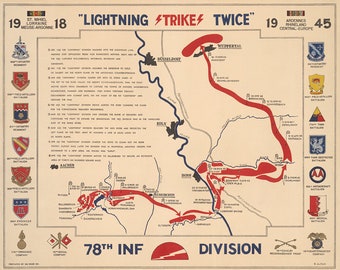 80th Infantry Division Campaign Map The Blue Ridge Division | Etsy