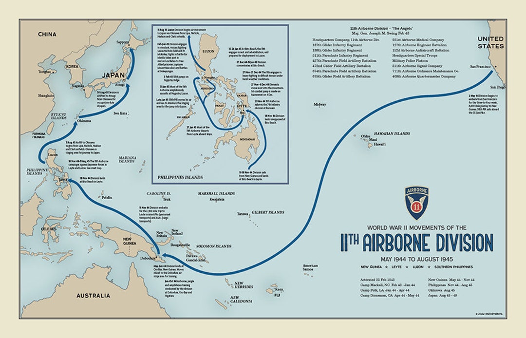 11th Airborne Division Campaign Map - the Angels Division - US Army ...