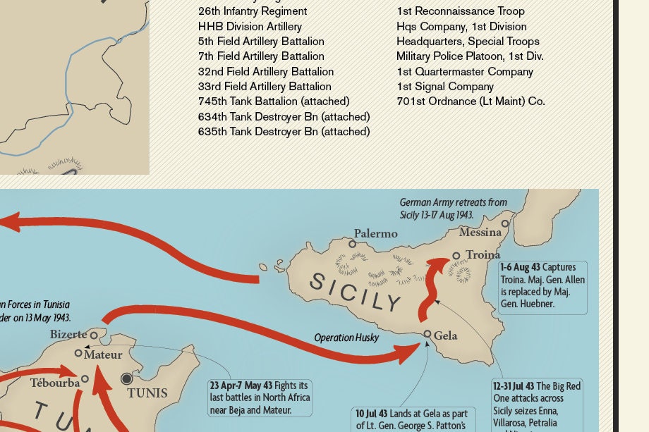 1st Infantry Division Campaign Map Big Red One Division US Army WWII - Etsy