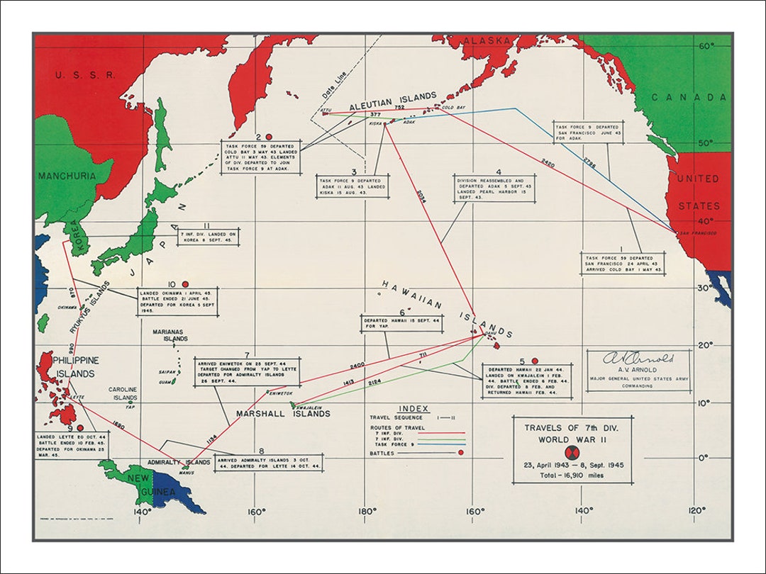 7th Infantry Division Campaign Map - the Hourglass - US Army - Etsy