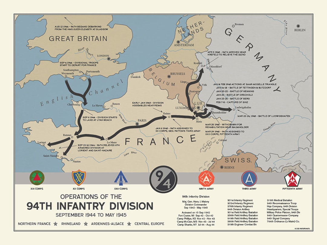 94th Infantry Division Campaign Map - US Army - Etsy