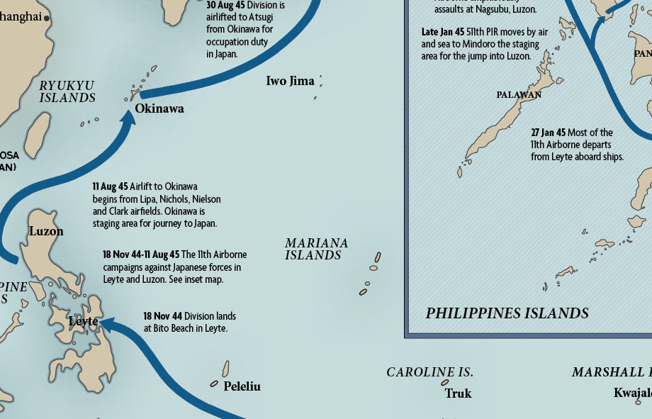 11th Airborne Division Campaign Map the Angels Division US Army WWII - Etsy