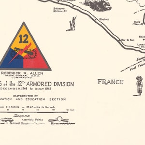 12th Armored Division Campaign Map - the Hellcat Division - US Army - Etsy