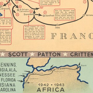 2nd Armored Division Campaign Map - Hell on Wheels - US Army - 1944 ...