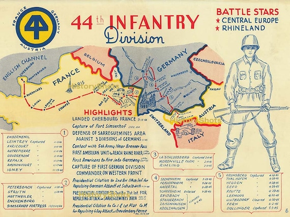 44th Infantry Division Campaign Map World War II US Army | Etsy