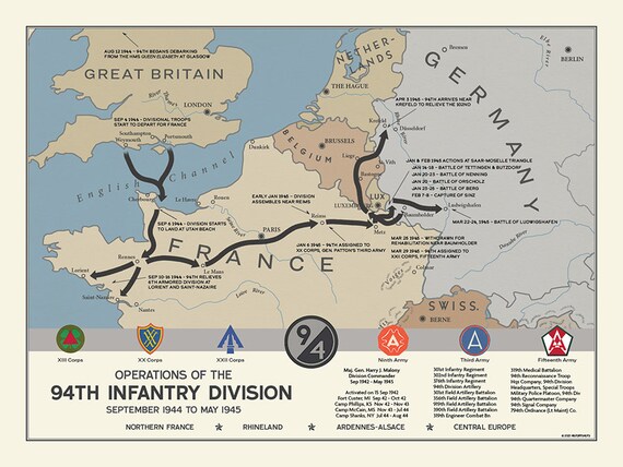 94th Infantry Division Campaign Map US Army | Etsy