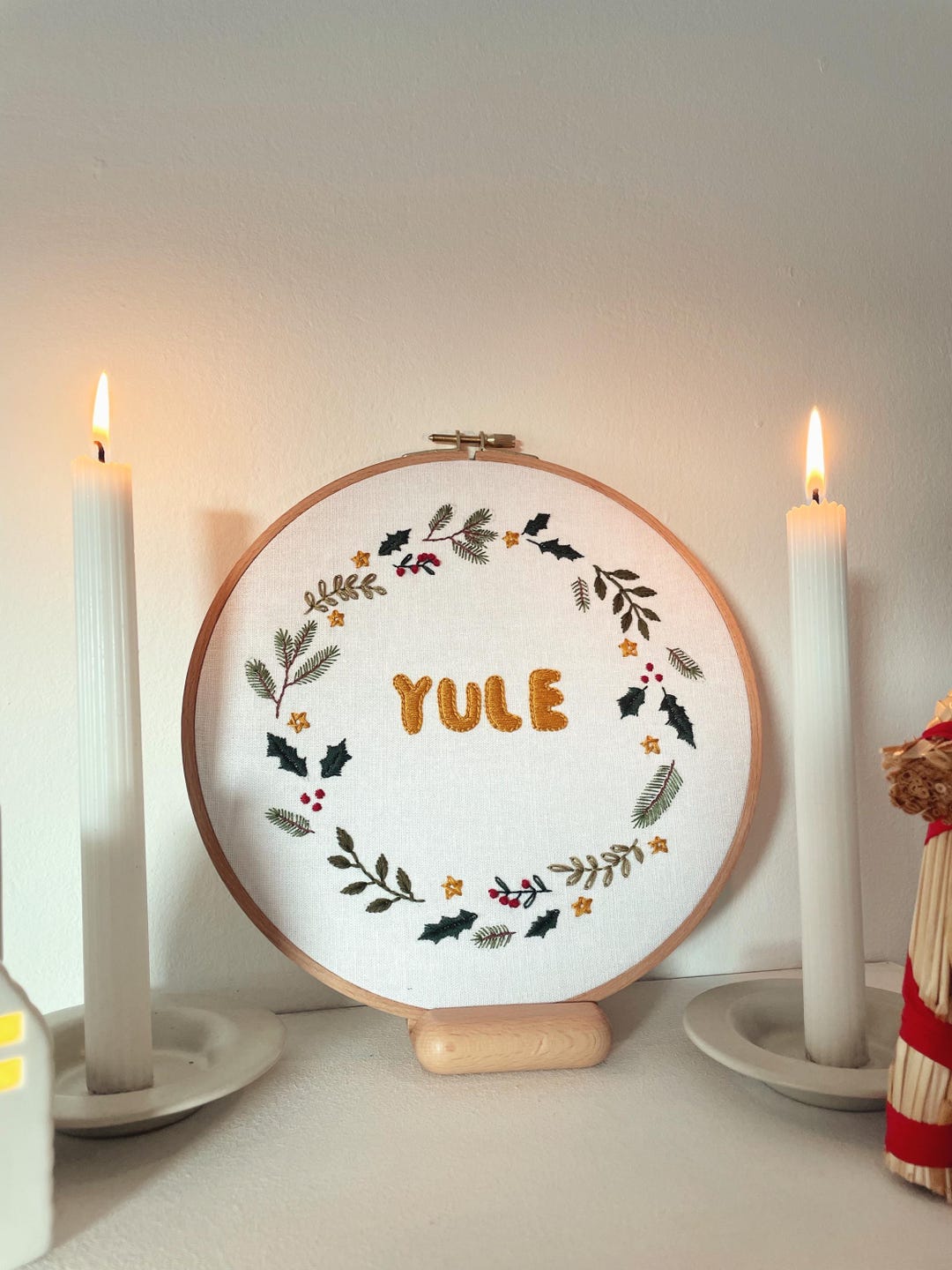 Yule Embroidery Hoop | Winter Solstice Pagan Decor - Etsy