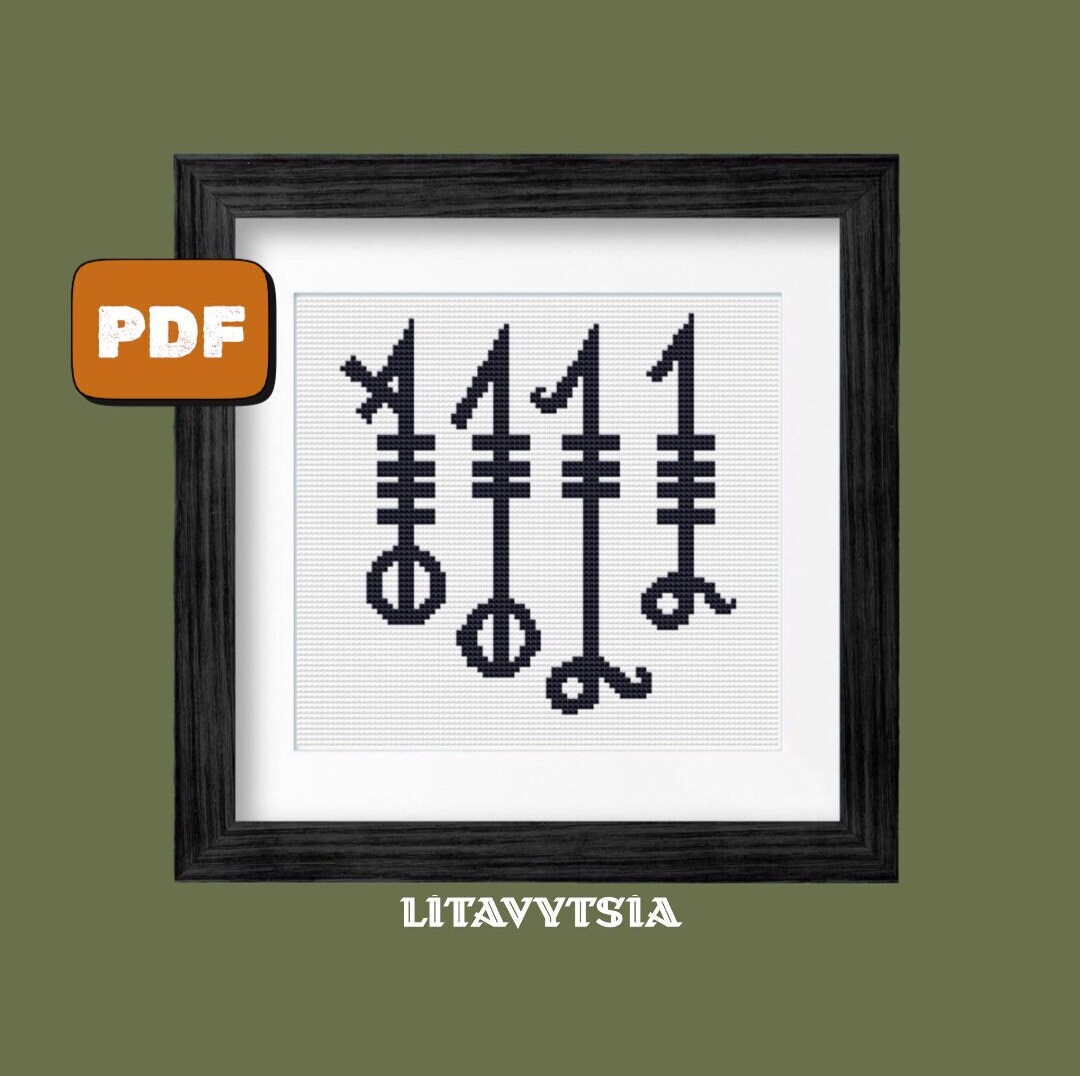 Cross Stitch Pattern PDF Runic Staves Vikings DIY Amulet for Sleep ...