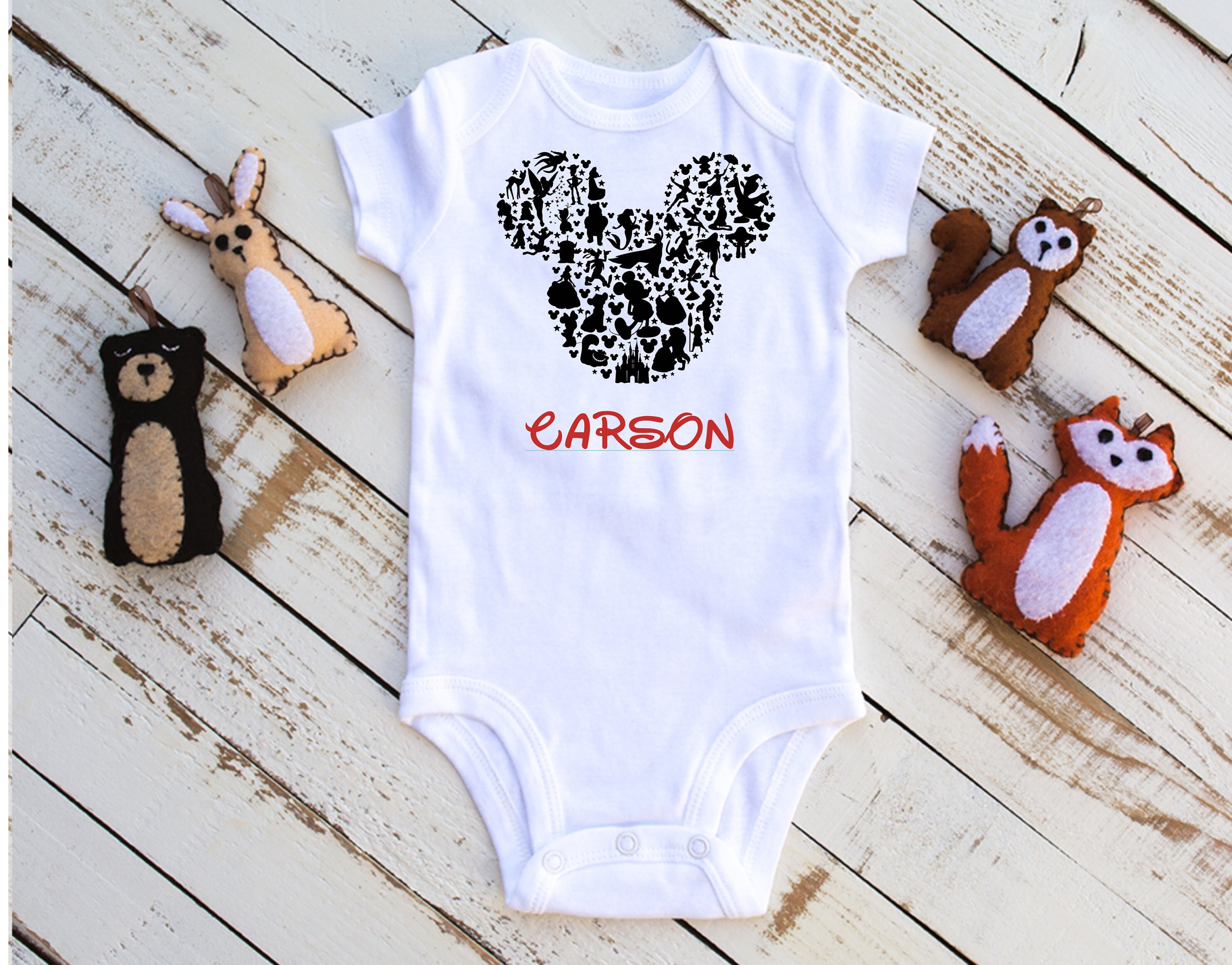 Mono de silueta de Mickey Mouse con personajes de Disney/monos - Etsy ...