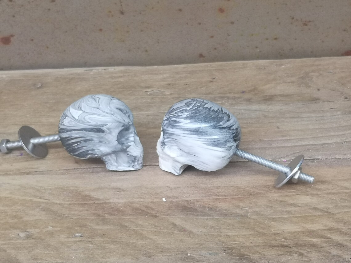 Black Marble Effect Skull Knobs Skull Drawer Pulls Made to - Etsy UK