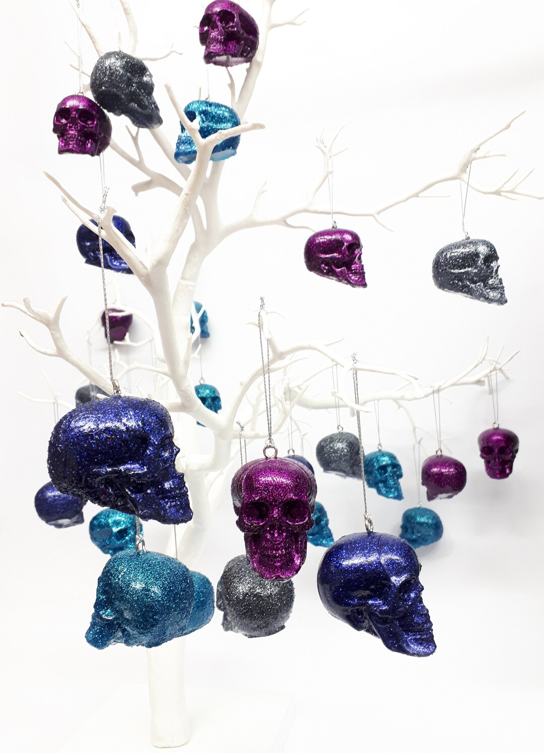 Halloween Tree Skulls Large Glitter Skull Bauble Christmas - Etsy UK