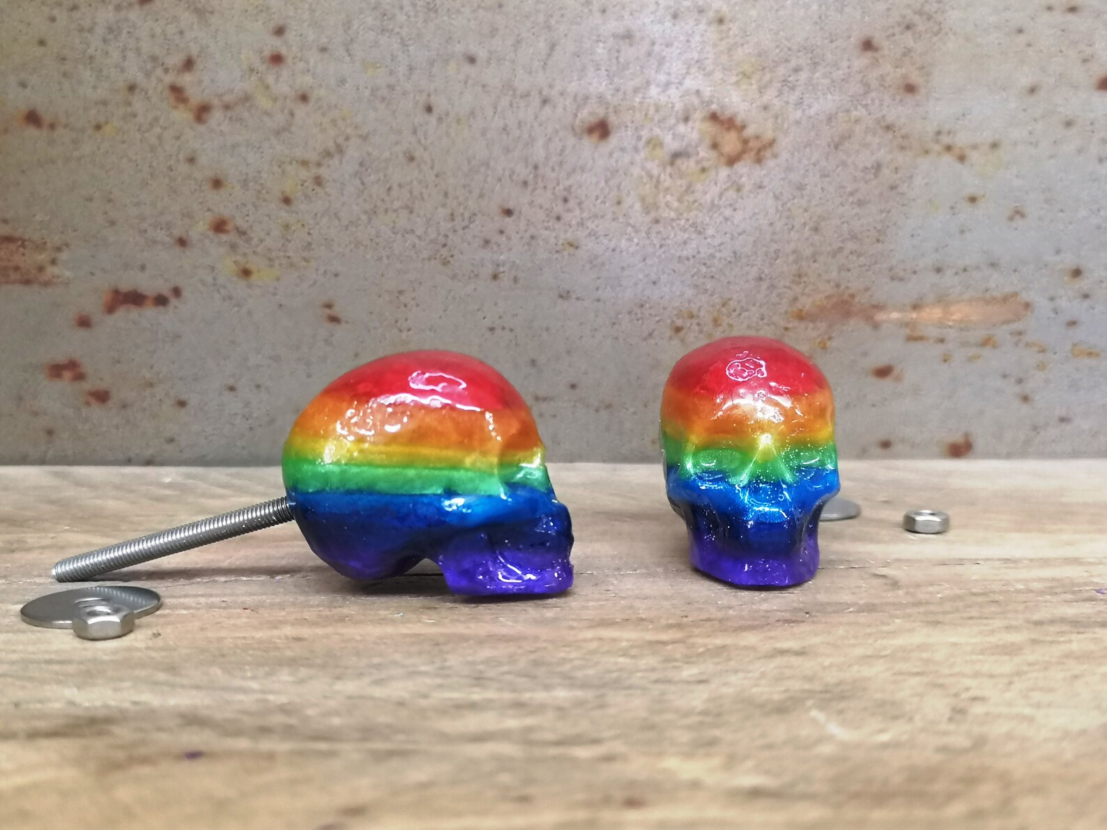Rainbow Effect Skull Knobs Skull Drawer Pulls Made to Order | Etsy
