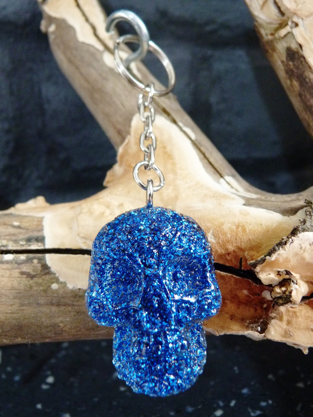 Glitter Resin Sugar Skull Keyring: Gothic Bag Charm - Etsy