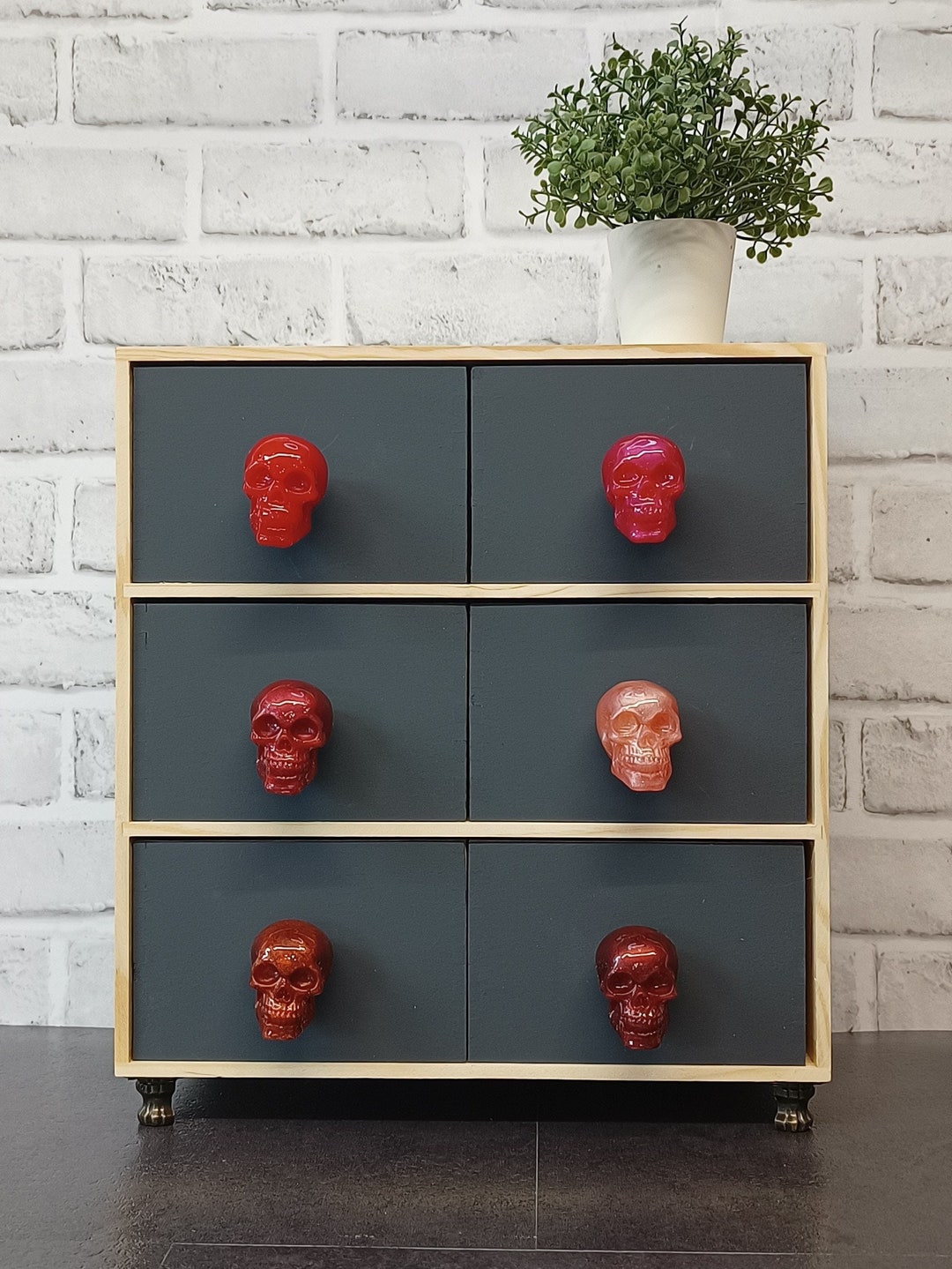 Red Resin Skull Drawer Pulls: Gothic Home Decor - Etsy