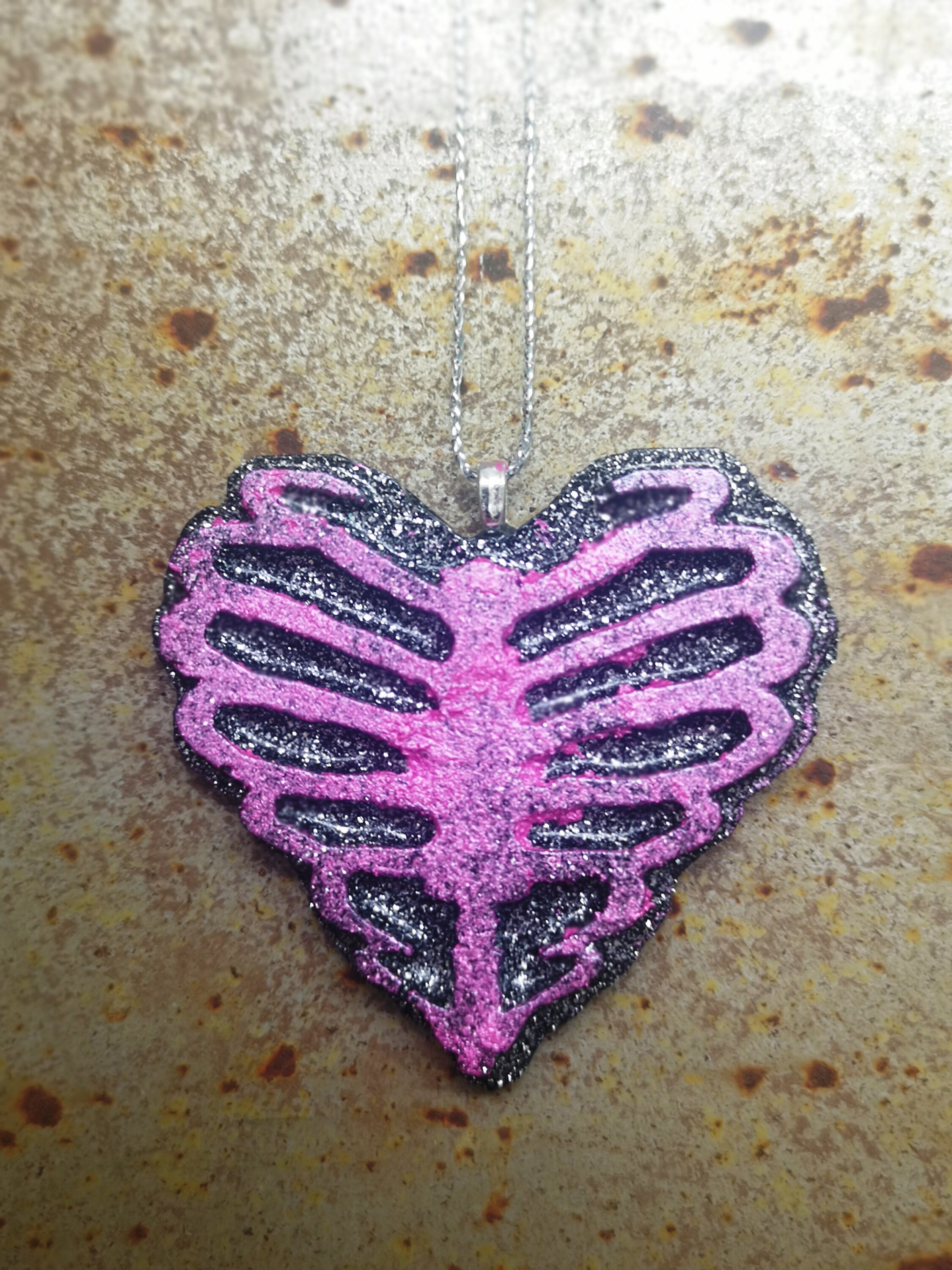 Rib Cage Heart Hanging Decoration: Glitter Resin Gothic Decor - Etsy UK