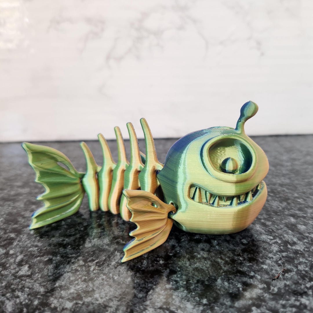 3D Printed Articulated Angler Fish: Flexi PLA Filament Toy - Etsy