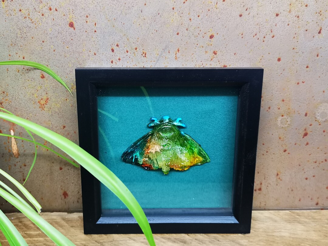 Framed Luna Moth Resin Art: Hand Cast Alcohol Ink - Etsy