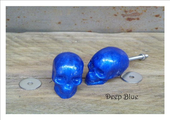 Bedroom Furniture Furniture Resin Skull Drawer pulls Blue Skull Knobs ...