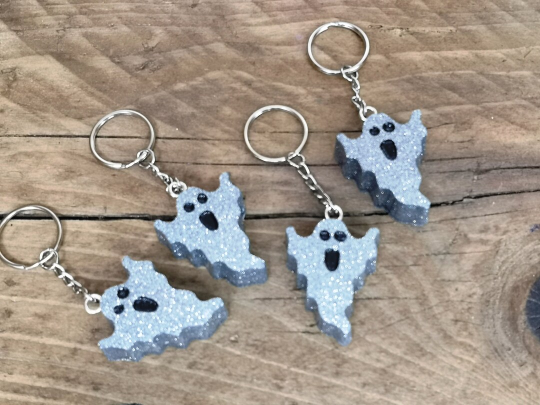Glitter Ghost Keyring: Hand Cast Resin Halloween Bag Charm - Etsy