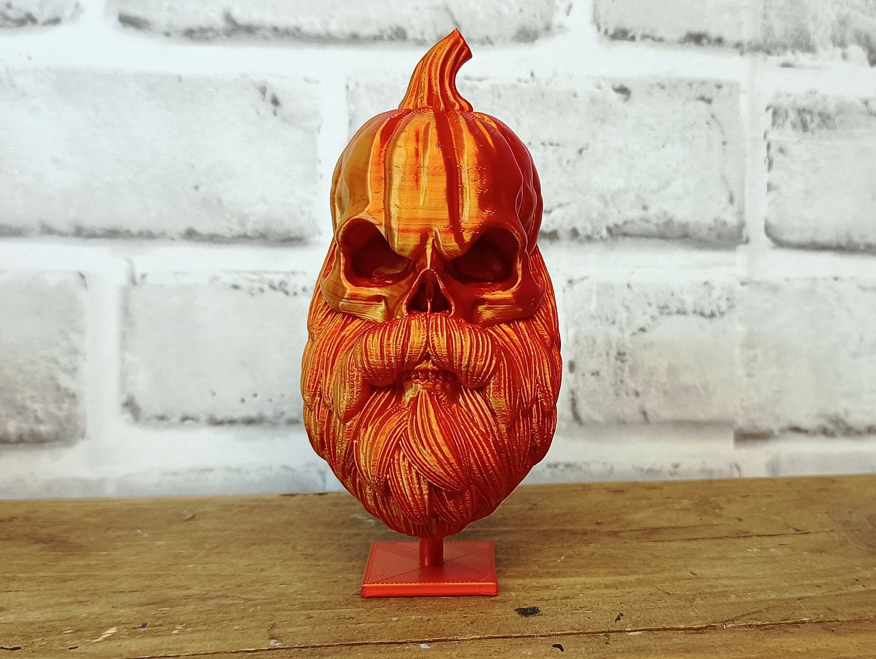 3D Printed Bearded Pumpkin Skull Halloween Pumpkin Ornament - Etsy