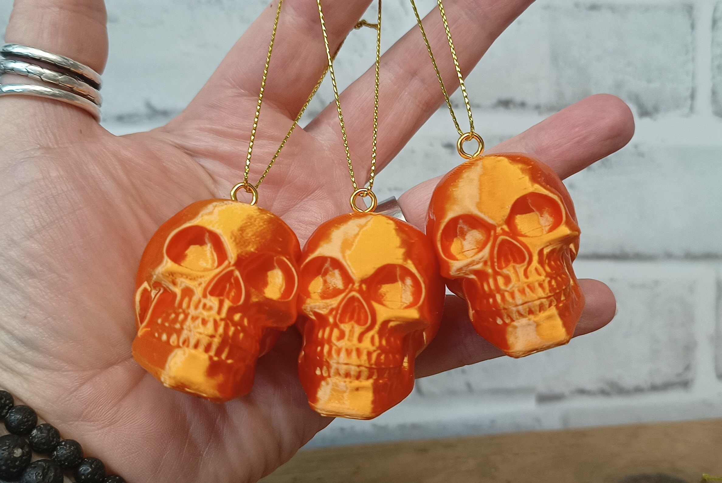 3D Printed Skull Bauble Orange Skull Bauble Skulls Orange - Etsy