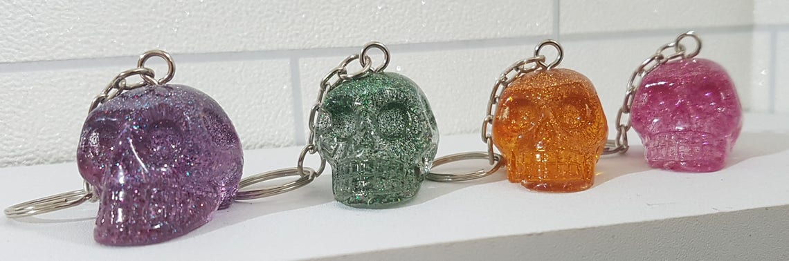 3D Skull Key Ring, Resin Skull Charm - Etsy UK