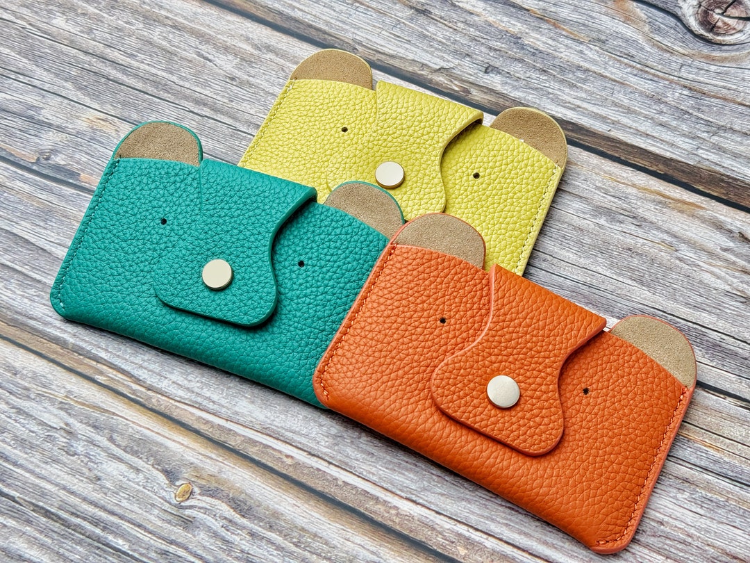 Mini Leather Card Holder Cute Small Card Sleeves Wallet for Girl Women ...