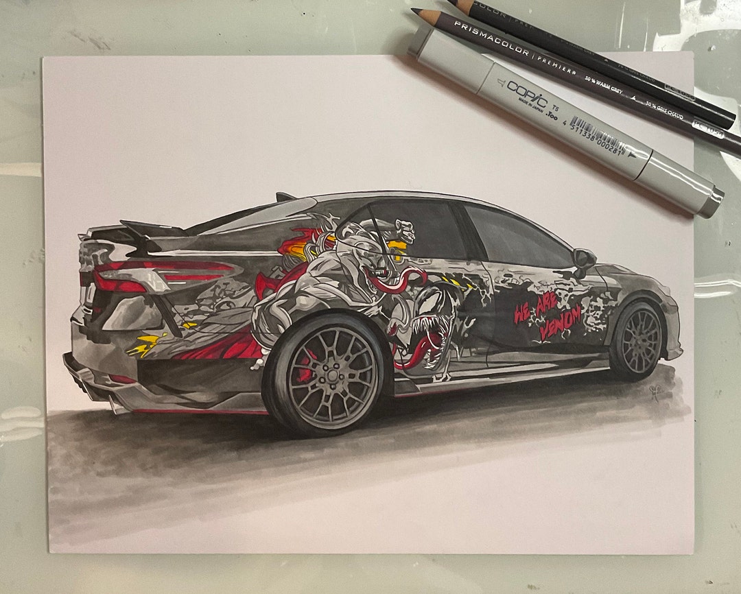 Custom Car Drawing Gifts for Car Lovers, Hand Drawn Art of Your Vehicle ...