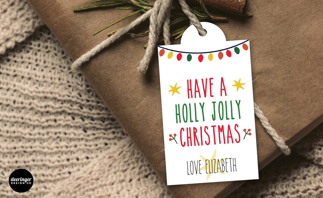 Christmas Gift Tag Holly Jolly Christmas Printable Gift Tag INSTANT ...