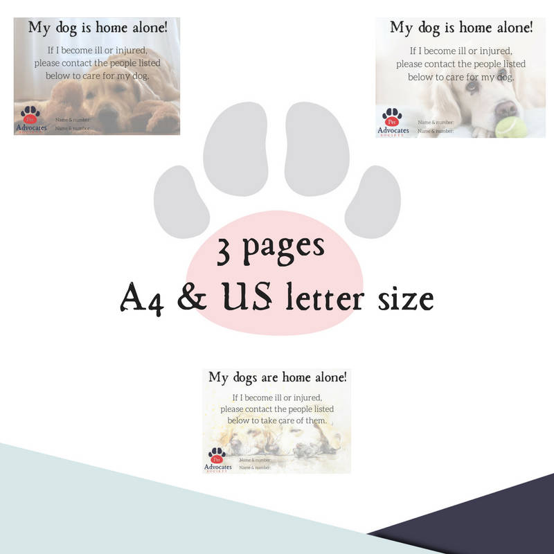 Dog Emergency Card, Dog Home Alone, Pet Care Kit, Pet Emergency Kit - Etsy