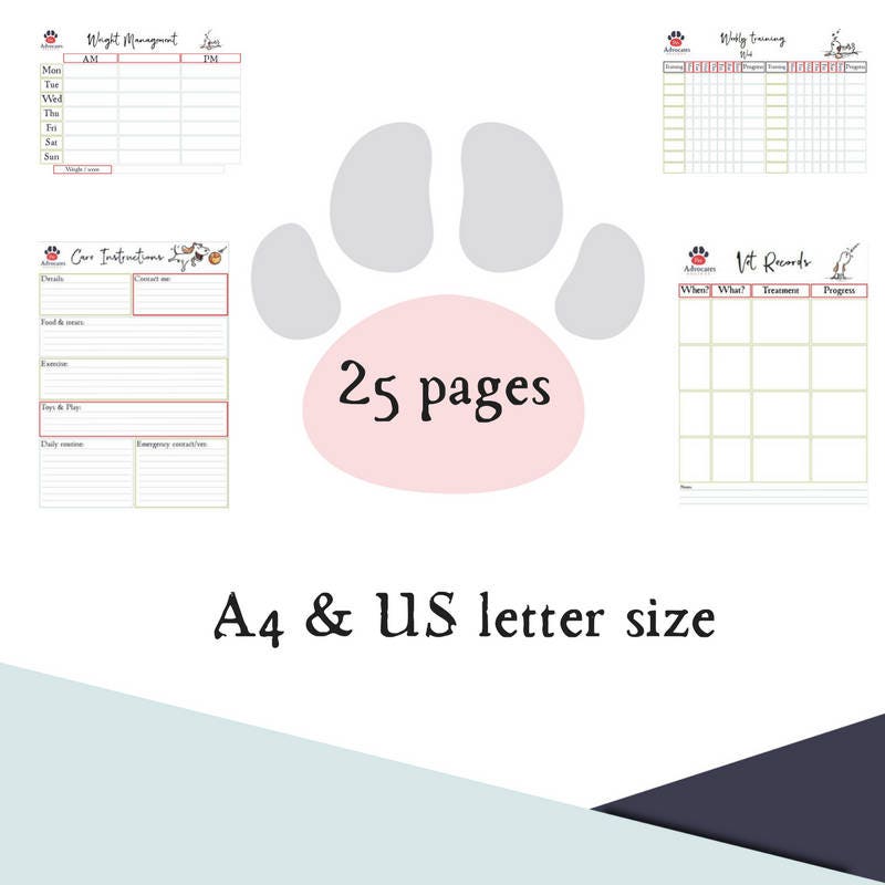 Ultimate Dog Binder, Pet Care Kit, Dog Planner, Dog Health Tracker, Vet ...