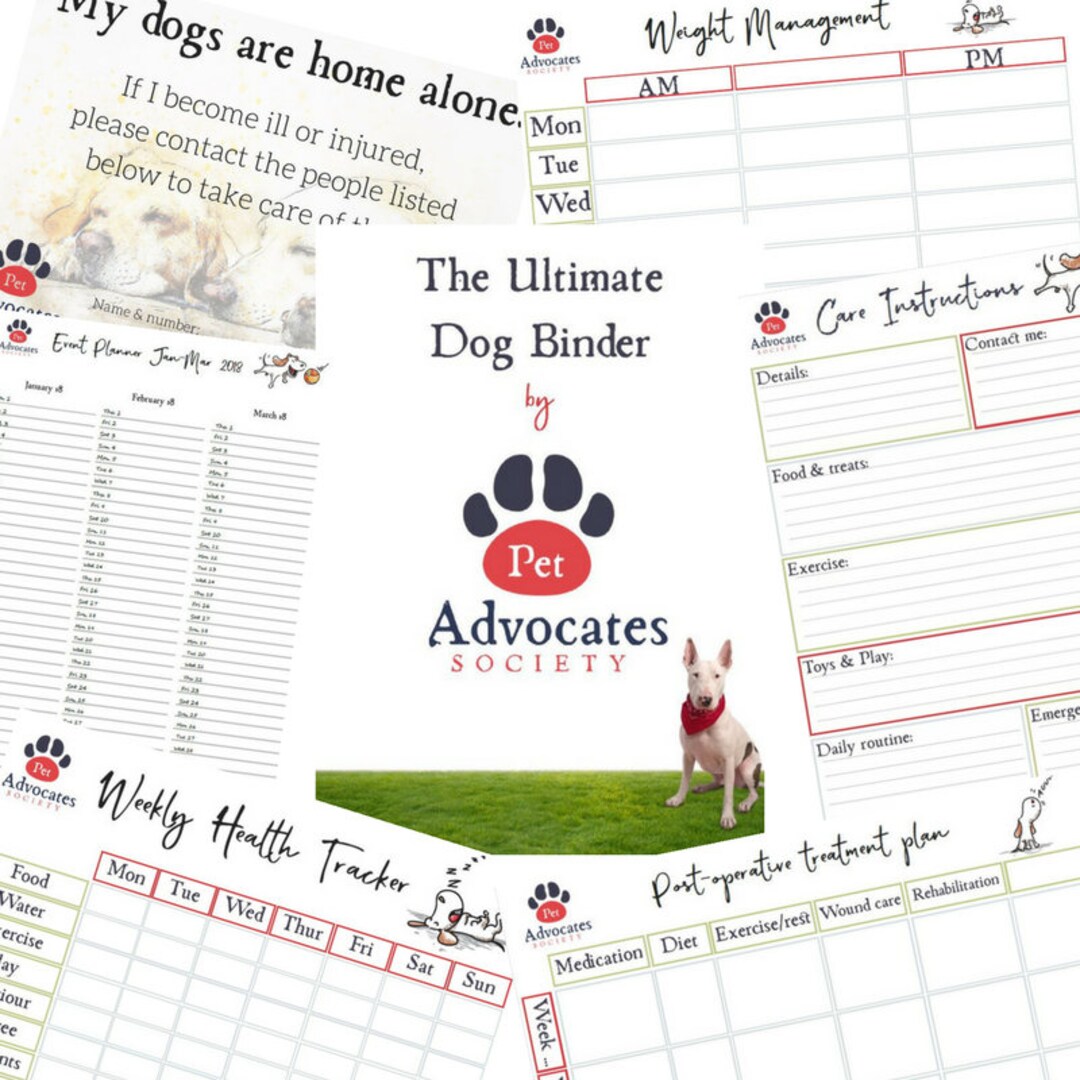Ultimate Dog Binder, Pet Care Kit, Dog Planner, Dog Health Tracker, Vet ...