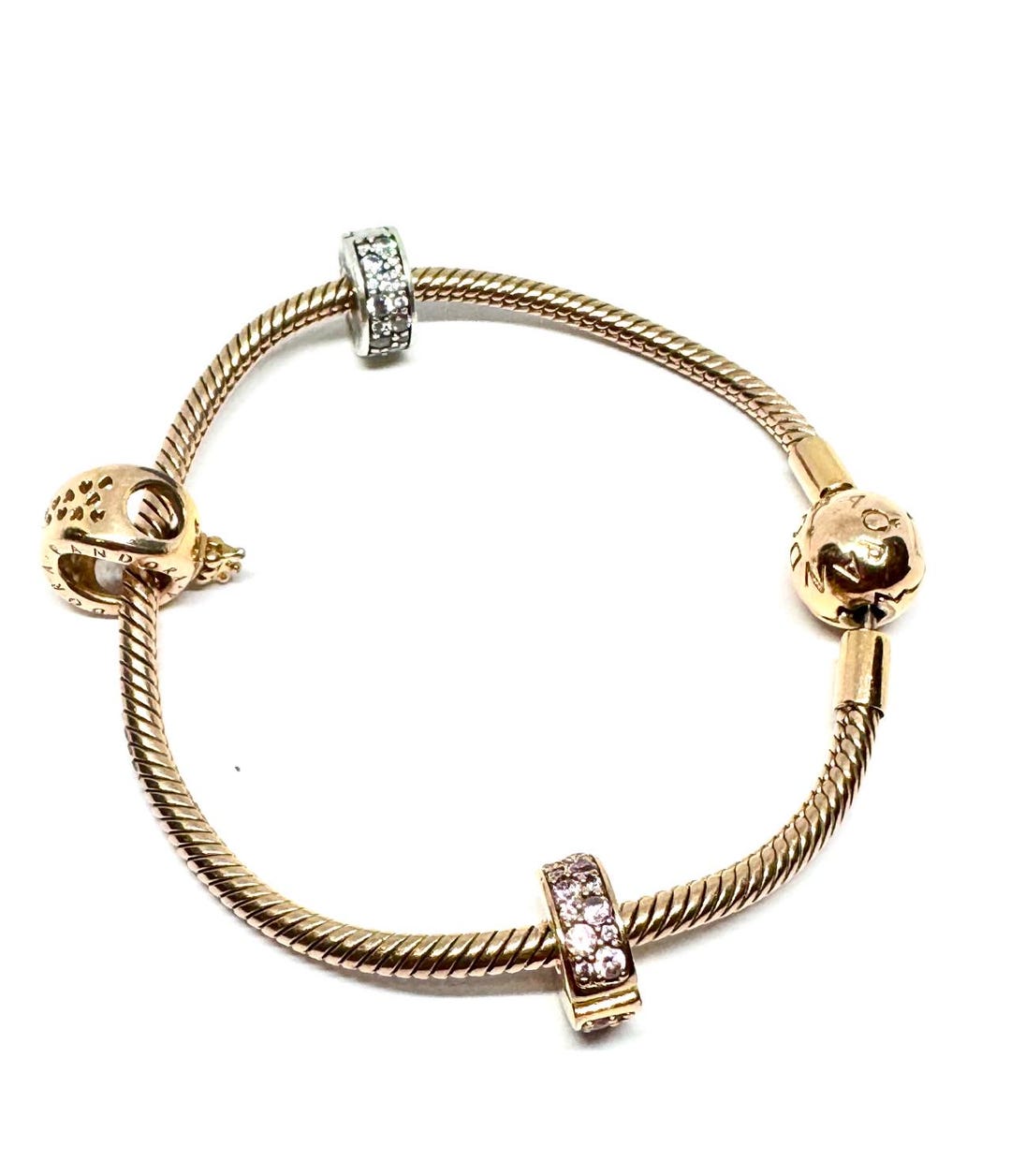 Authentic Pandora Rose Gold Plated Bracelet With Charms – Size 7 | 18 ...