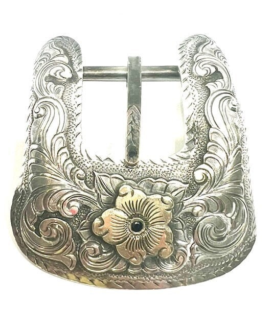 Sterling Silver 14K Gold Belt Buckle Dale Harris Western Cowboy - Etsy