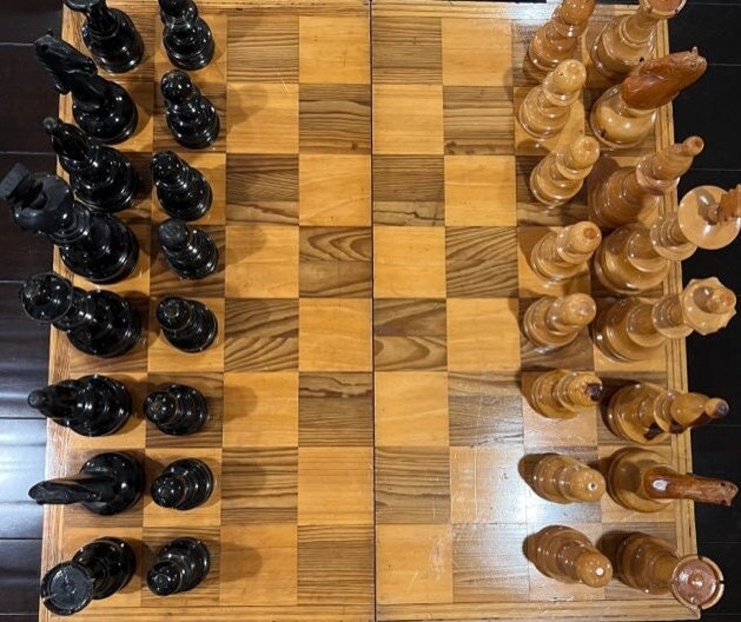Large Scale Mixed Woods Chess Set With Folding Storage Board - Etsy
