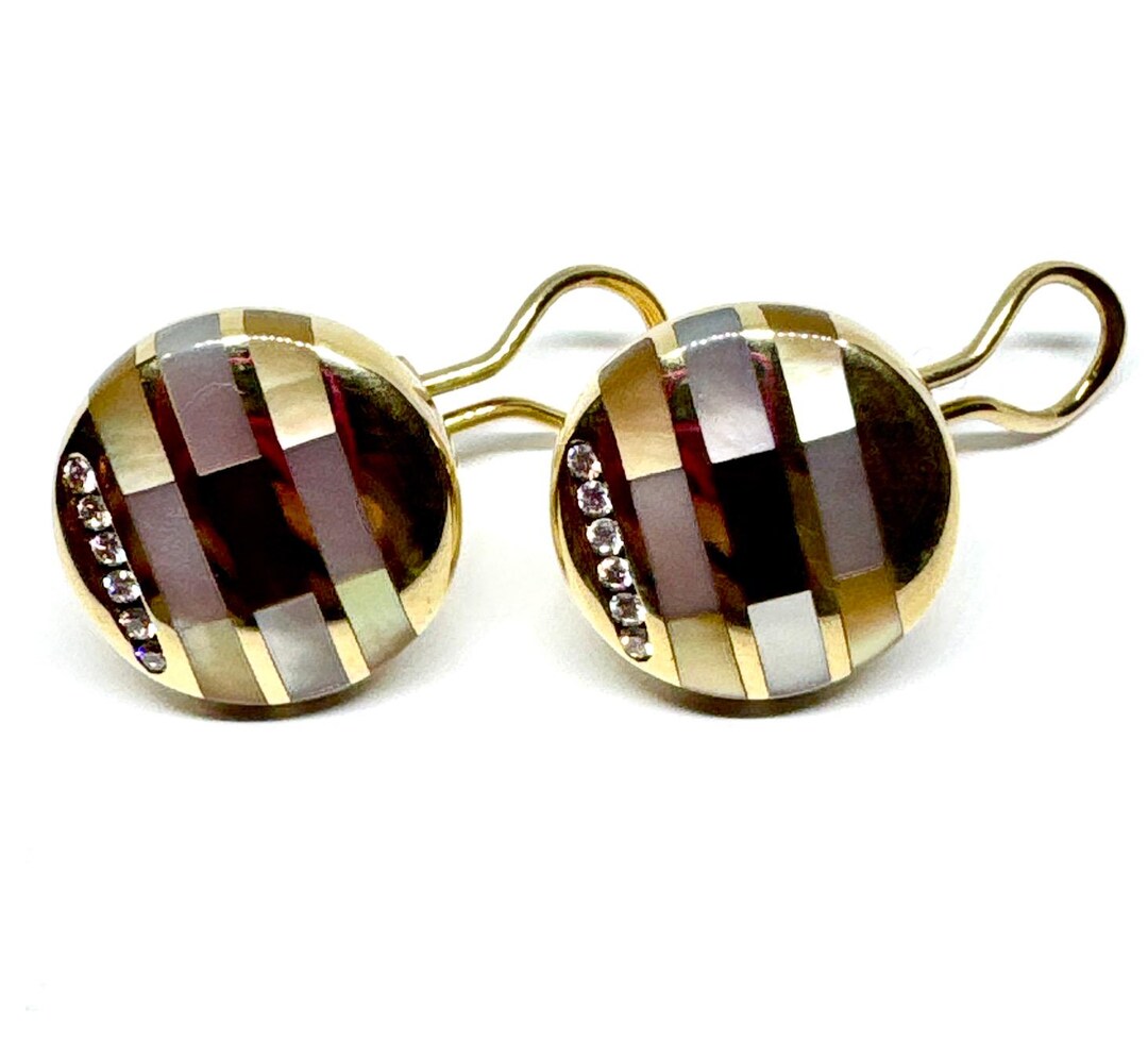 Asch Grossbardt Opal & Diamond Button Statement Earrings - 14k Yellow ...