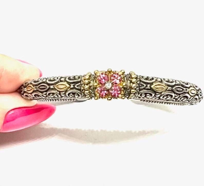 Bracelet Barbara Bixby 18K SS Cuff Bangle Pinktourmaline Flowers ...
