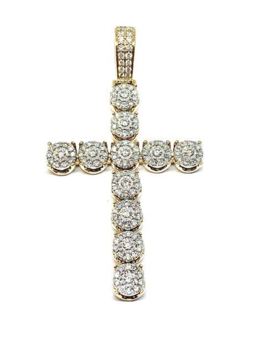 Mens Diamond Cross Pendant 2-1/2 Ct Tw 10K Yellow Gold - Etsy