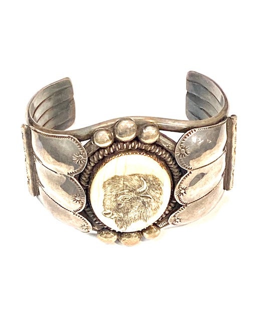 Sterling Silver Bracelet With Beautiful Buffalo Portrait - Etsy