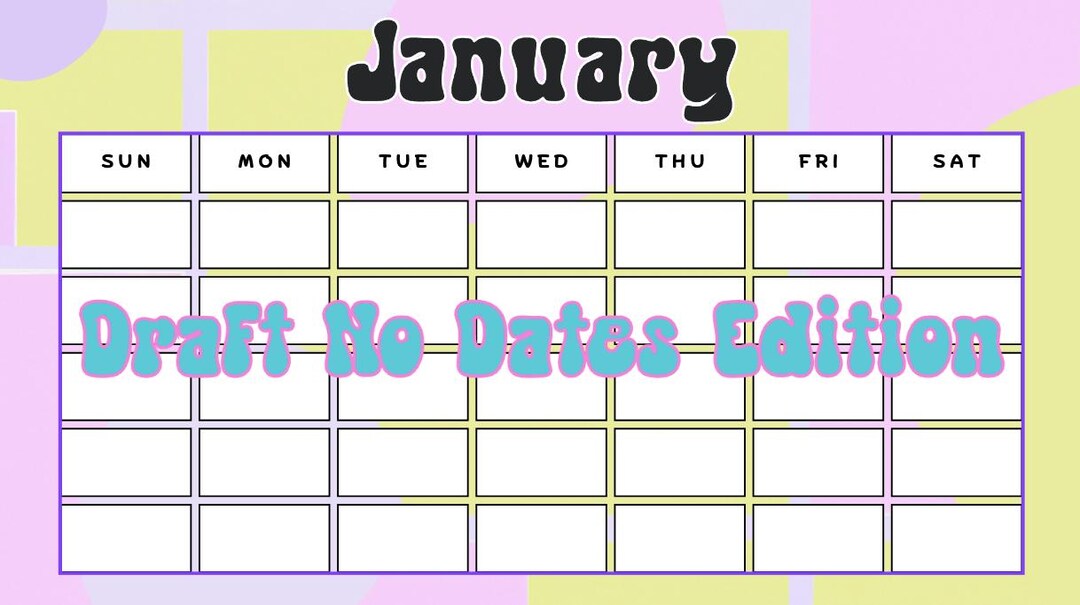 Pastel Vibe Calendar! (no Dates Edition) - Etsy