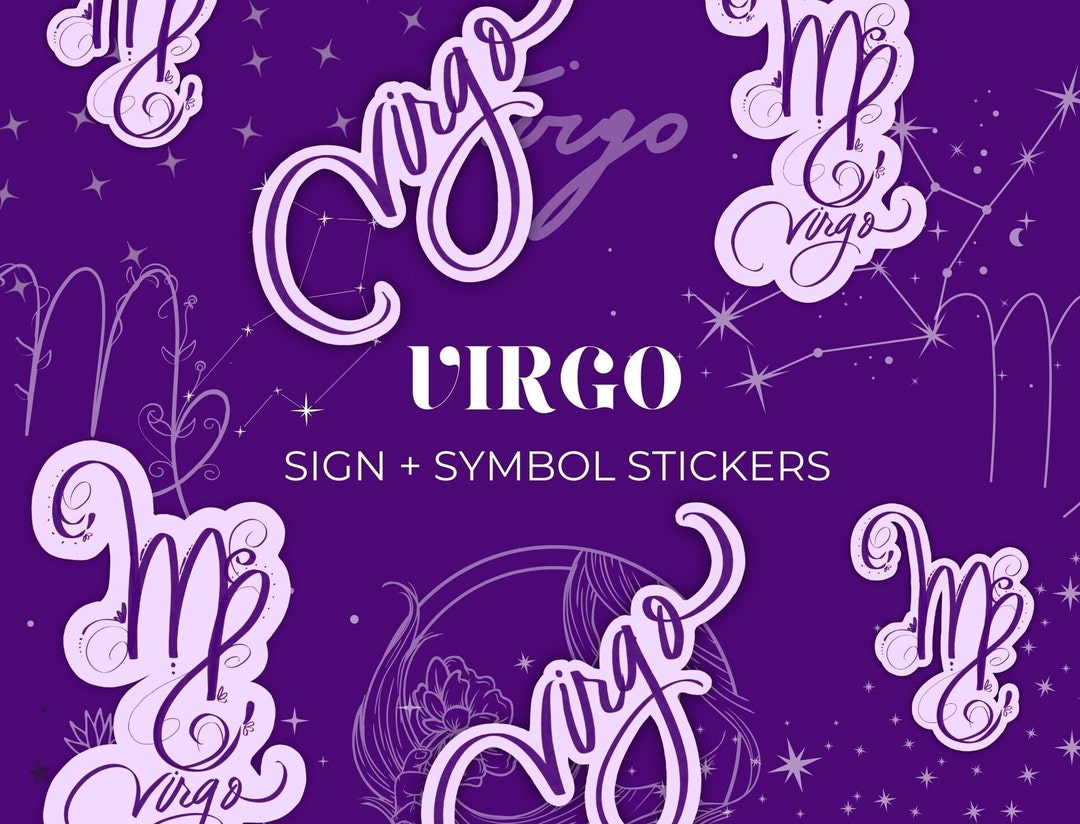Virgo Sign + Symbol Calligraphy Kiss-cut Stickers - Etsy