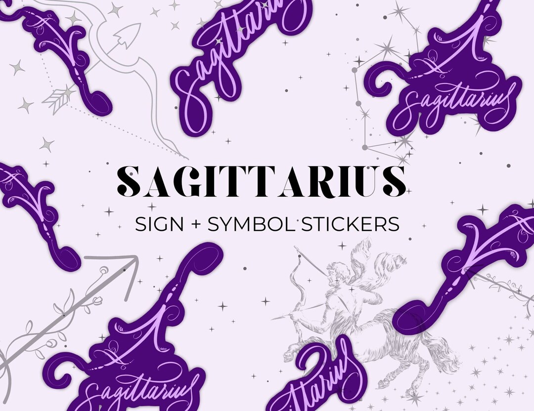Sagittarius Sign + Symbol Calligraphy Kiss-cut Stickers - Etsy