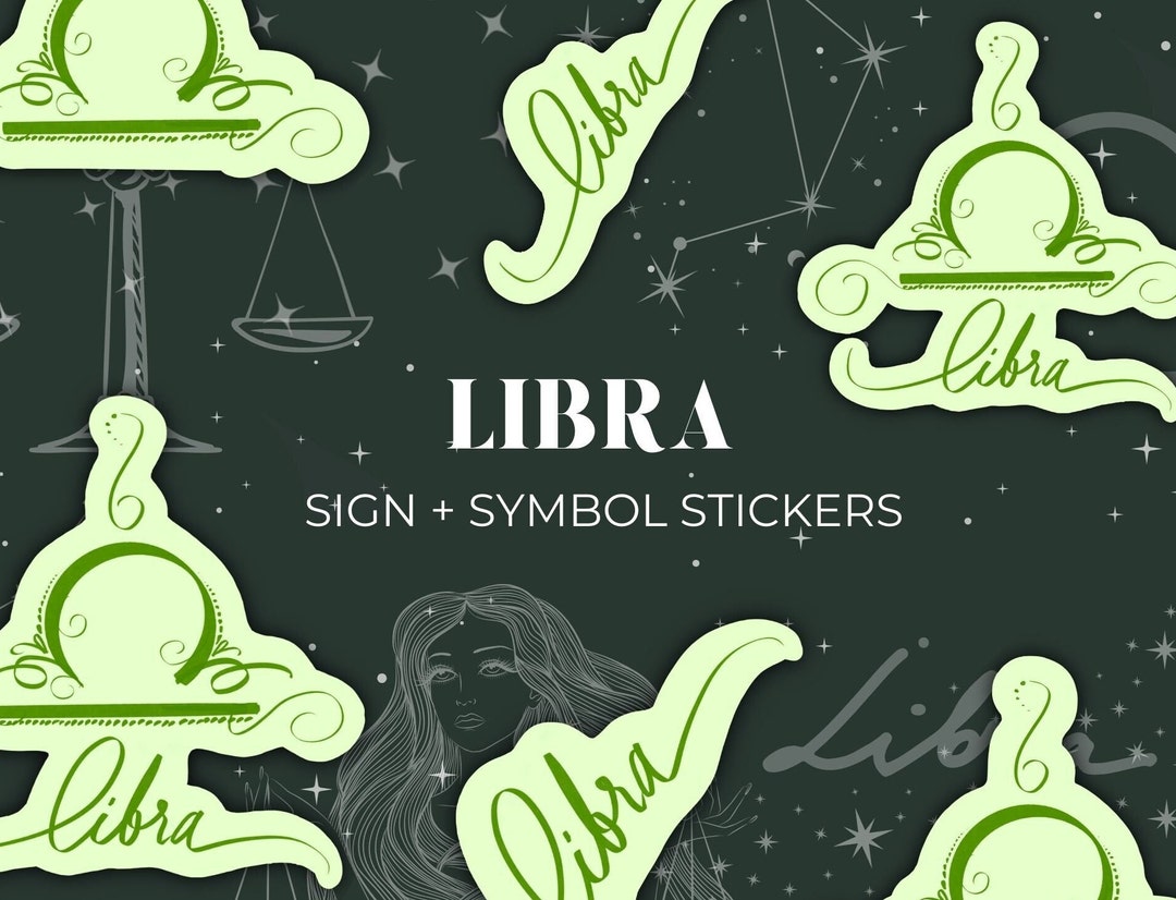 Libra Sign + Symbol Calligraphy Kiss-cut Stickers - Etsy