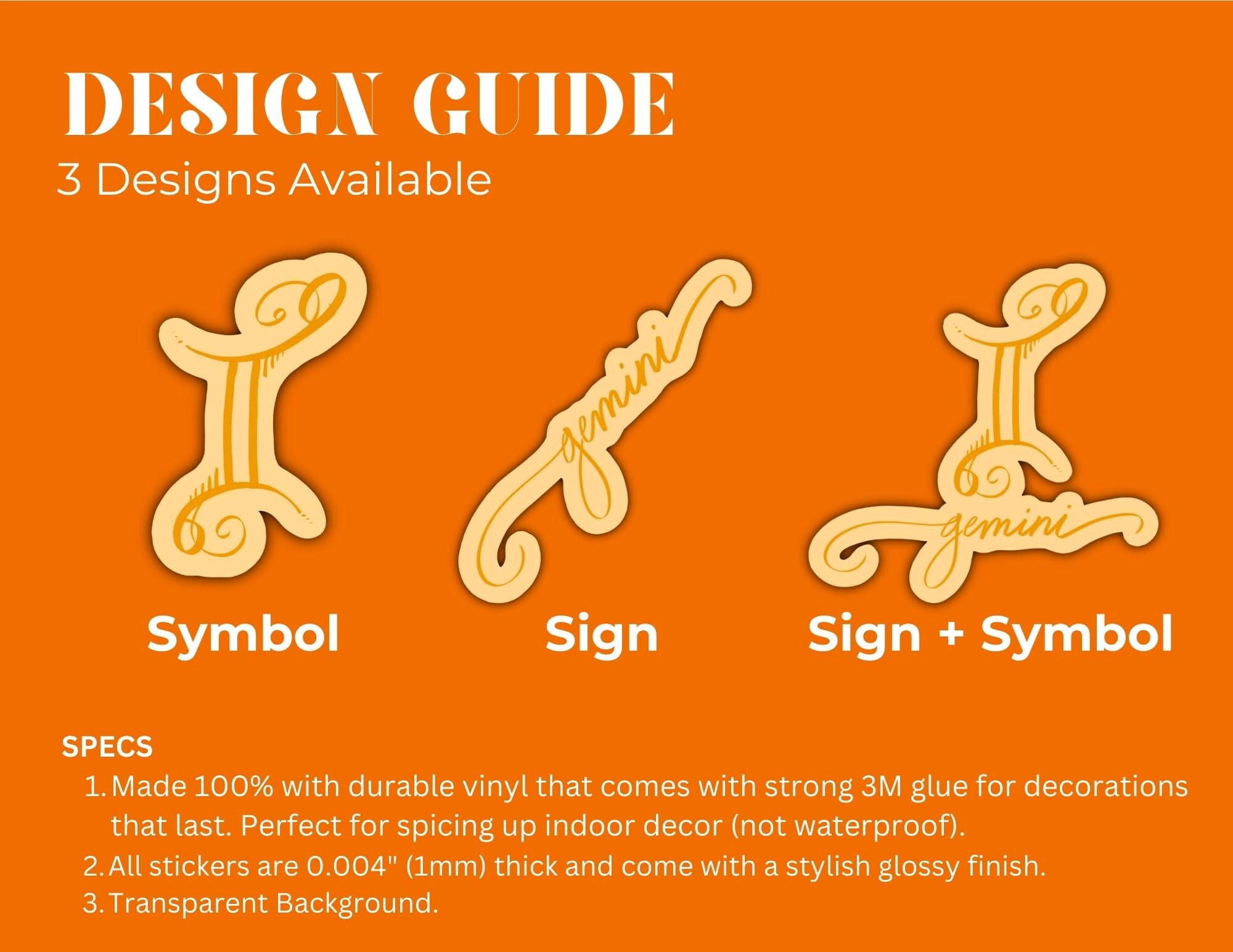 Gemini Sign + Symbol Calligraphy Kiss-cut Stickers - Etsy