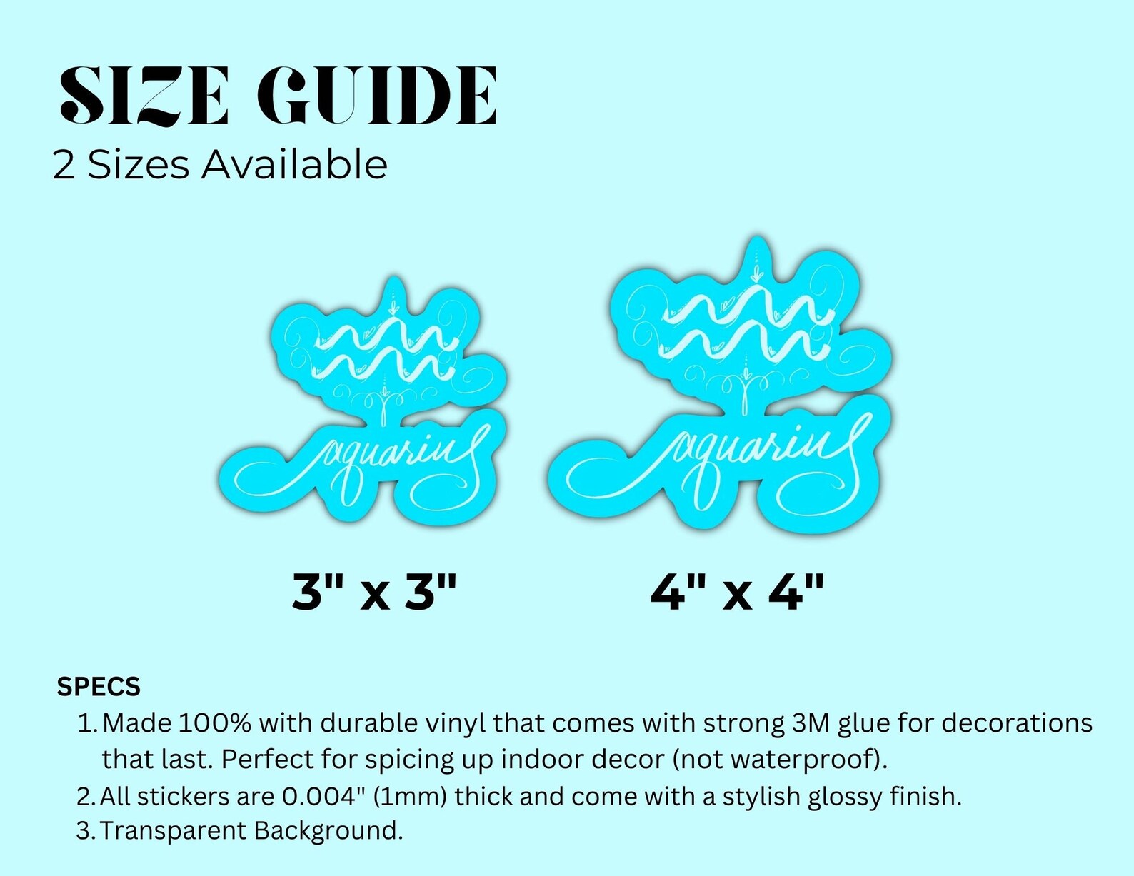 Aquarius Sign + Symbol Calligraphy Kiss-cut Stickers - Etsy