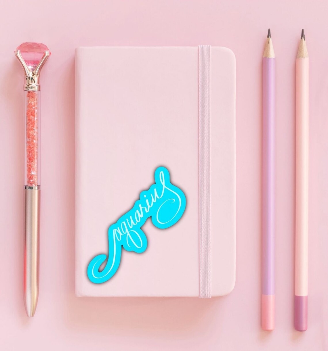 Aquarius Sign + Symbol Calligraphy Kiss-cut Stickers - Etsy