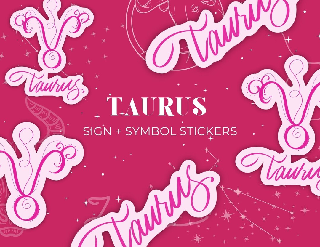 Taurus Sign + Symbol Calligraphy Kiss-cut Stickers - Etsy