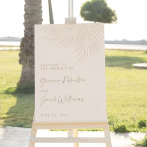 EDITABLE Modern Tropical Wedding Welcome Sign 24x36 Neutral Palm ...